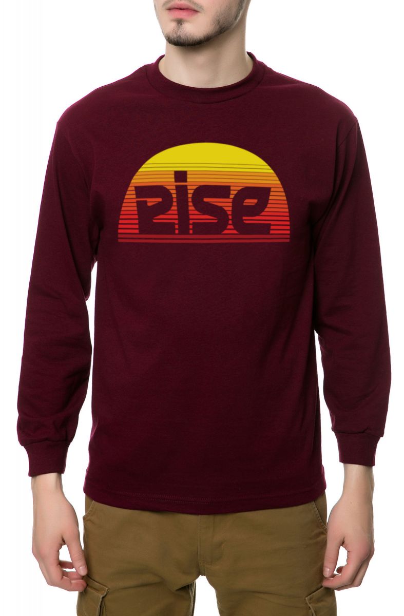 ORISUE The Sunrise Long Sleeve Tee in Burgundy SV-SUNRISE-LST-BUR - PLNDR
