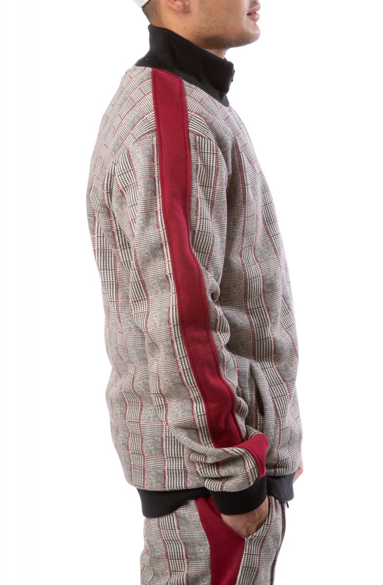 FBRK Xander Plaid Track Jacket XL02001-BURG - Karmaloop