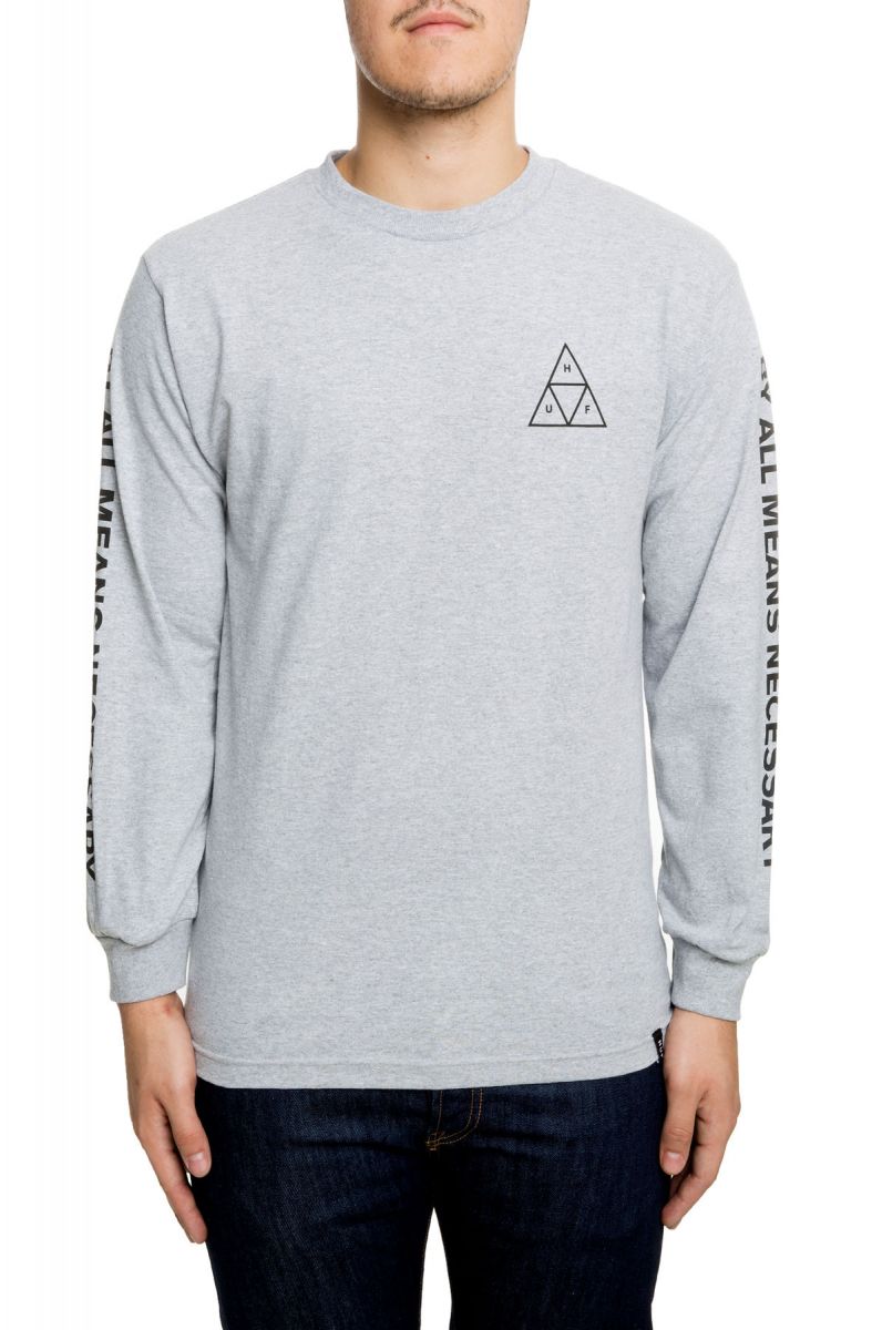 HUF The Essentials Long Sleeve in Grey Heather TS00506-GYHTR - Karmaloop