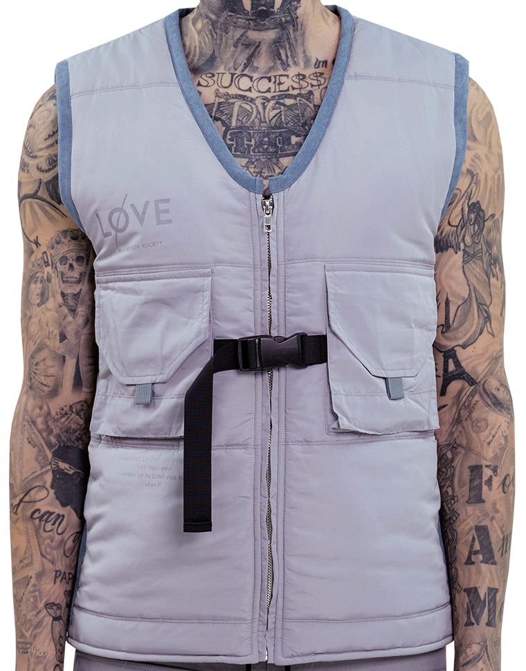 The Hideout Clothing Broken Xociety Love Vest Hdtclthng C00a40 Anchorgray Karmaloop