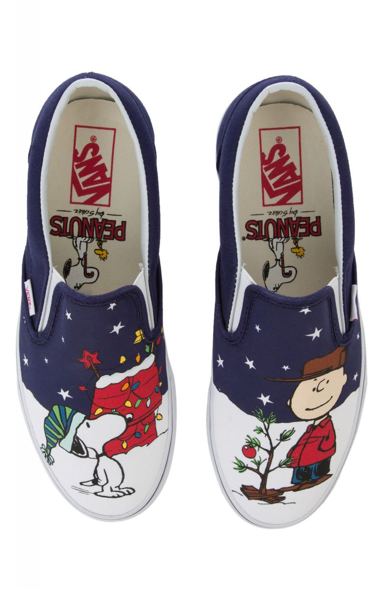 VANS The x Peanuts Classic Slip-On in Charlie Tree VN0A38F7QQF-BLU ...