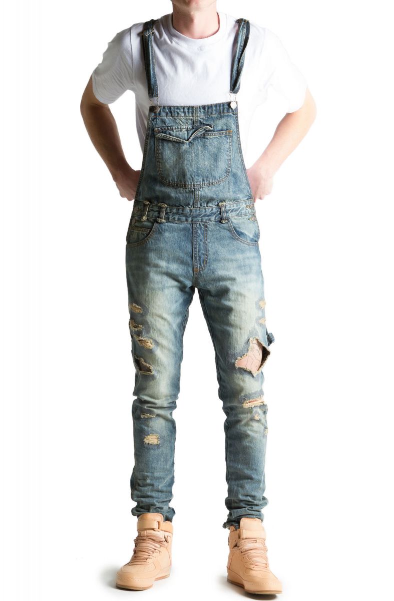 Embellish Denim Skyline Overalls Denim Blue