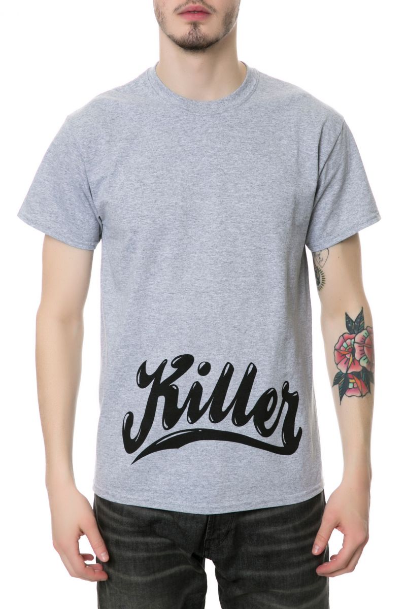 KILL BRAND The Killer Cursive Tee in Heather Grey KIBM-CURSIVE-TEE-HGY ...
