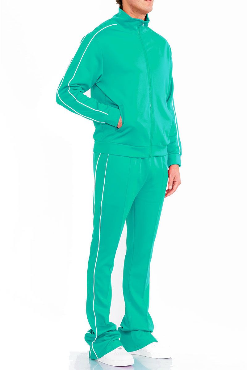 WEIV Stacked Flare Track Suit SET130-TEAL - Karmaloop