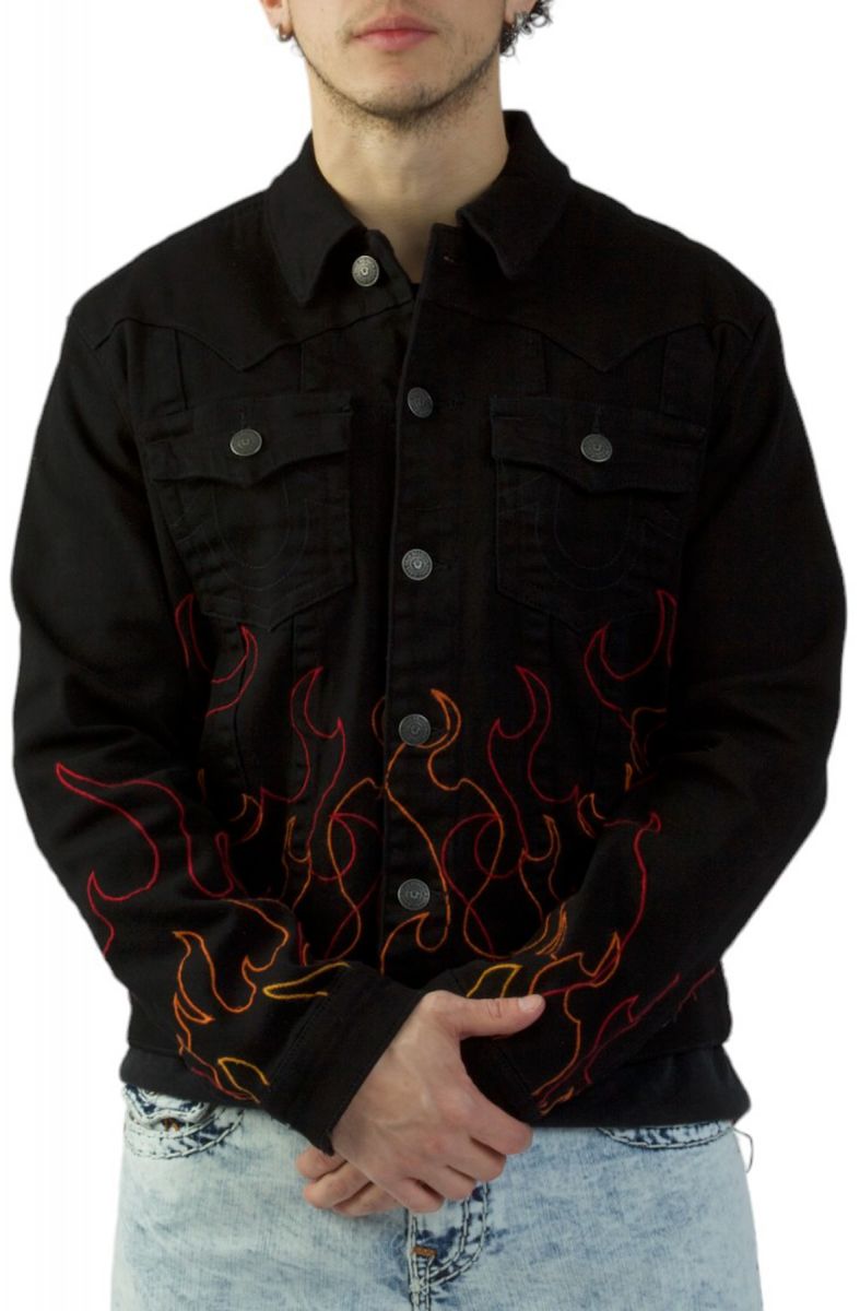 TRUE RELIGION Jimmy Flame Denim Jacket 108597CBLK - Karmaloop