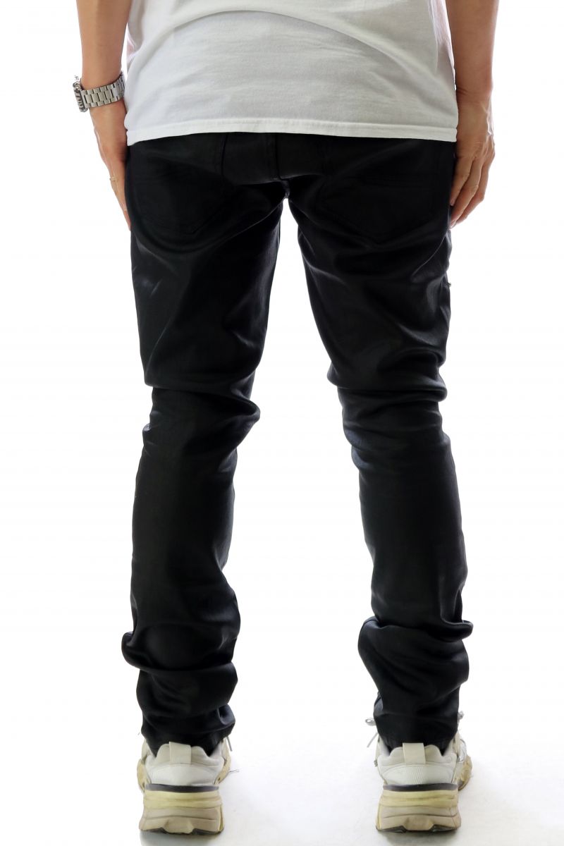 KLEEP CLAY Men's Premium Wax Coated Skinny Denim Pants with Crystal ...