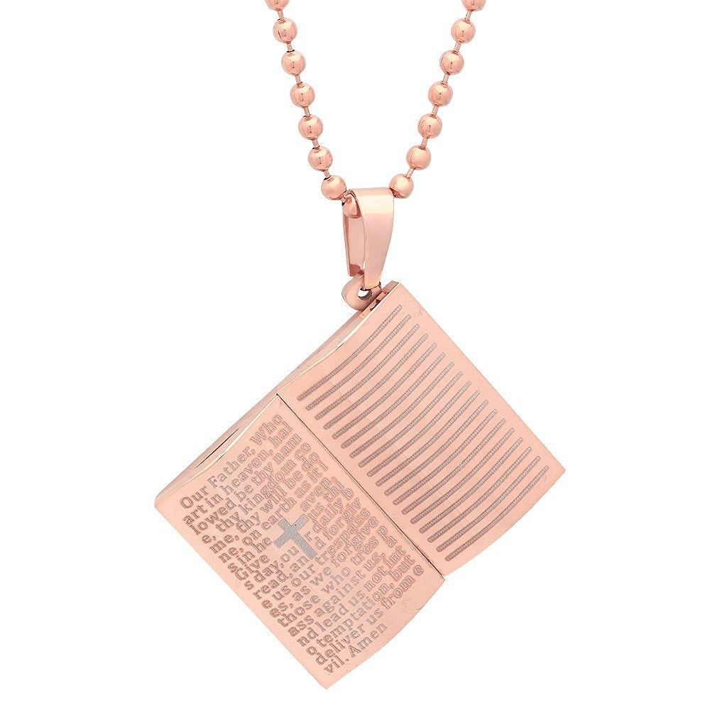 HMY JEWELRY Our Father Prayer Book Pendant 618-595-ROSE - Karmaloop