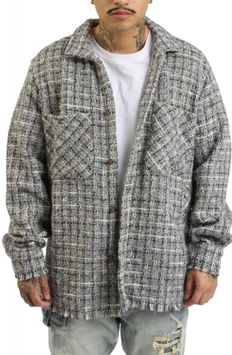 REBEL MINDS Tweed Shacket 632-713GRY - Karmaloop