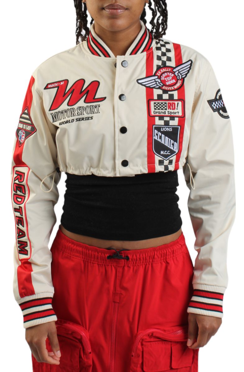 SMOKE RISE Racing Cropped Jacket EW24178OAT - Karmaloop