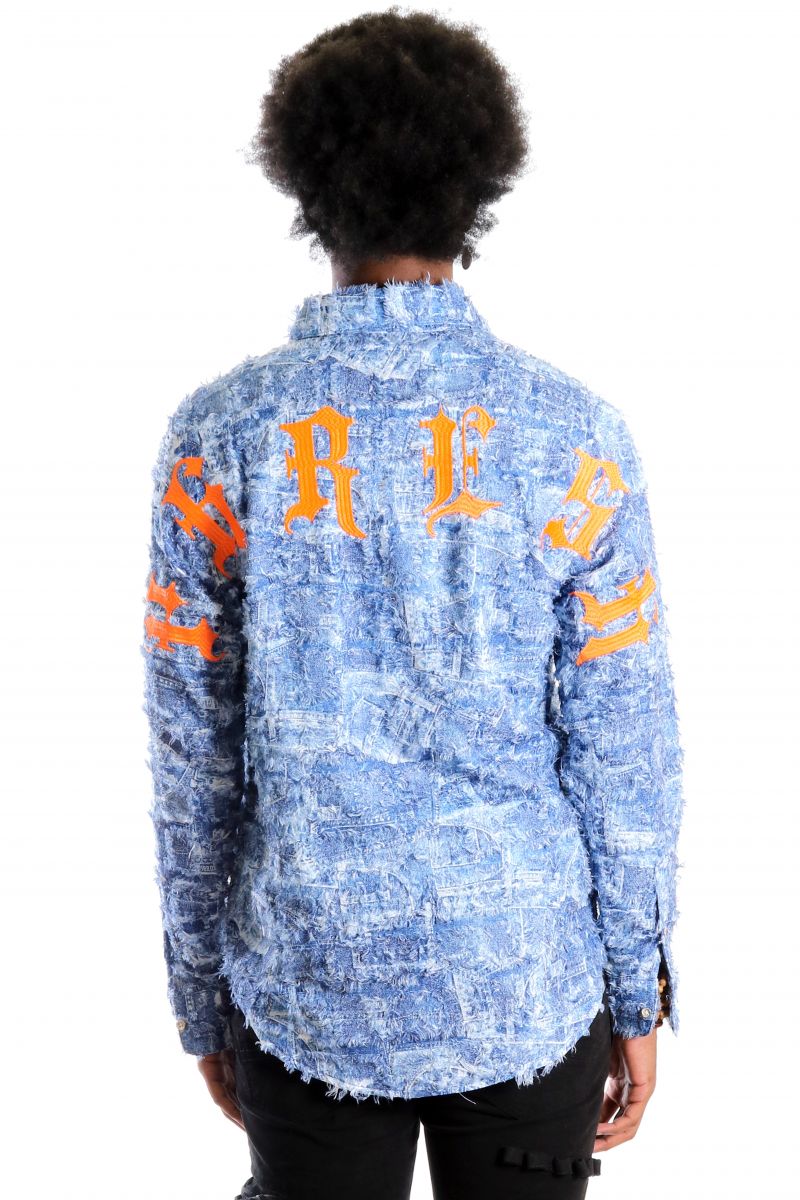 KLEEP Lenox Men's ripped & repaired button down shirt KLP-179F93 ...