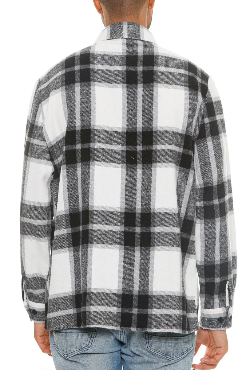 WEIV Rhide Soft Flannel Shacket FL506-WHBLACK - Karmaloop