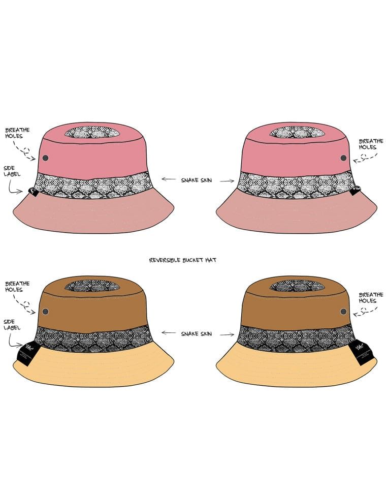 THE HIDEOUT CLOTHING Snakes & Shapes Reversible Bucket Hat THC-SN-OH ...