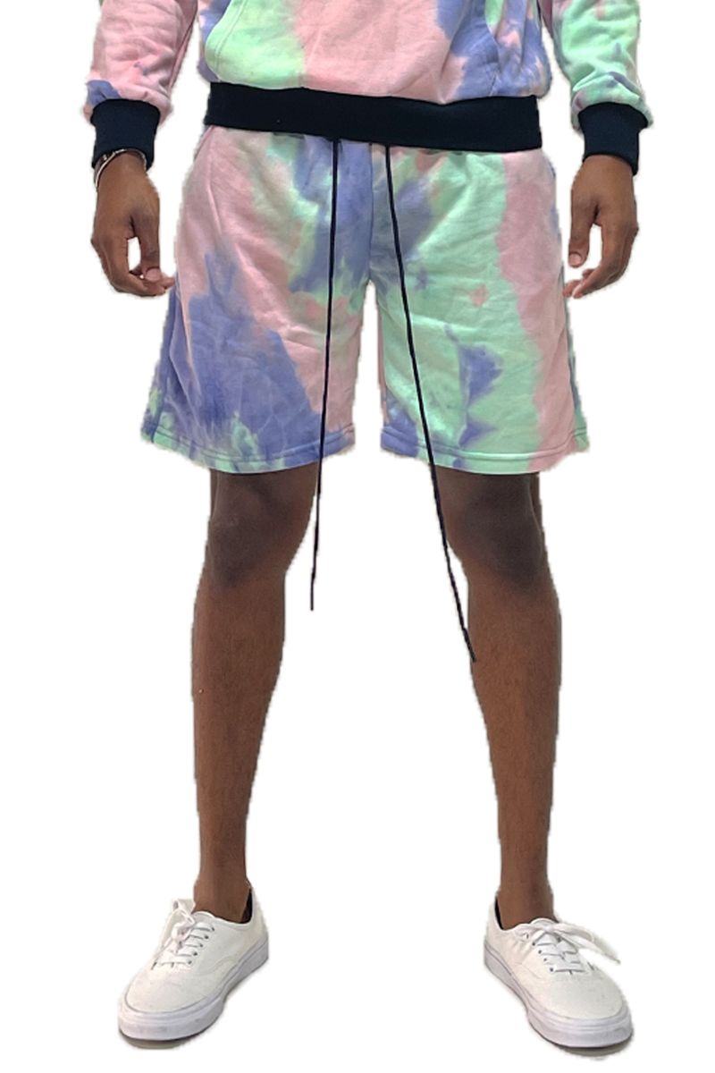 WEIV Black Band Tye Dye Shorts SP368-LIMEPURPLE2 - Karmaloop