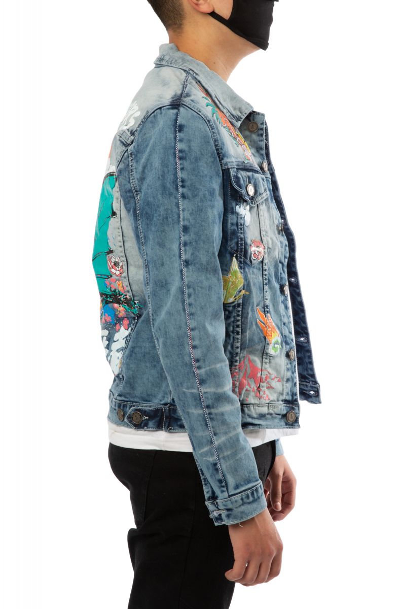 REASON Flaming Dragon Denim Jacket C0-034BLU - Karmaloop