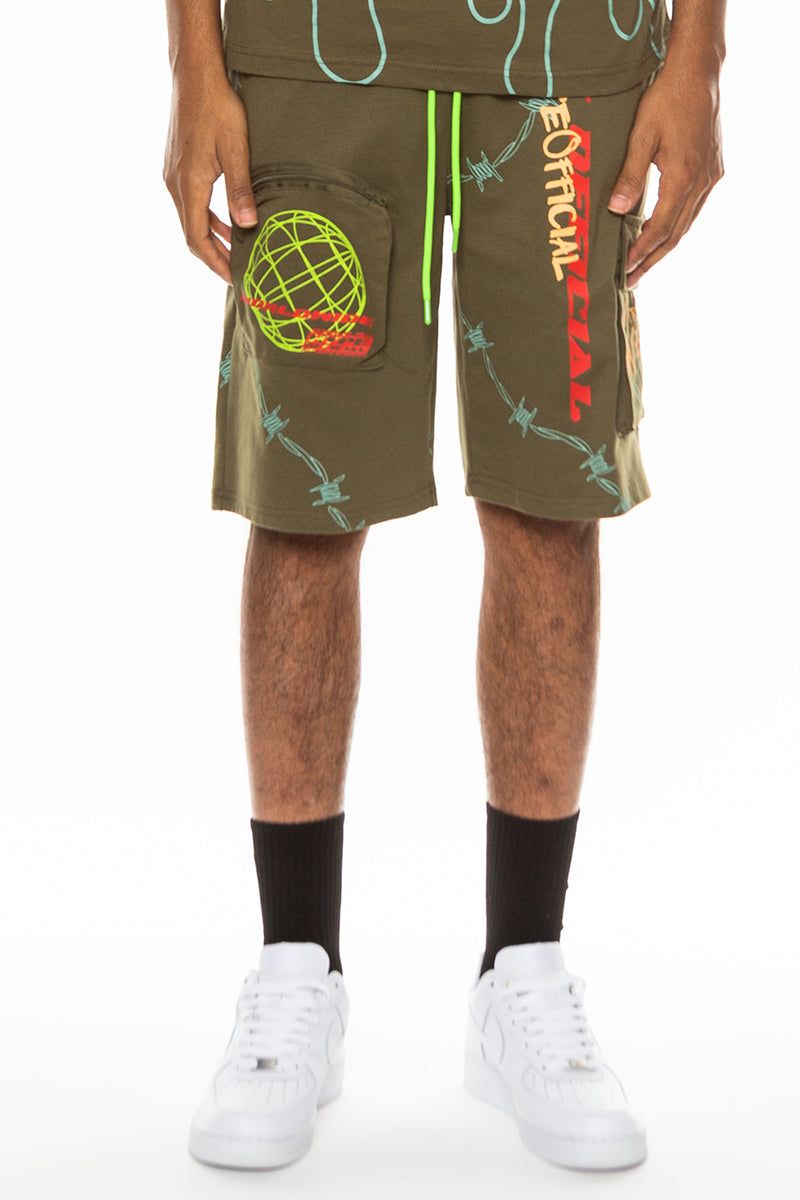 WEIV Hype Official Print Shorts SP8800-OLIVE - Karmaloop