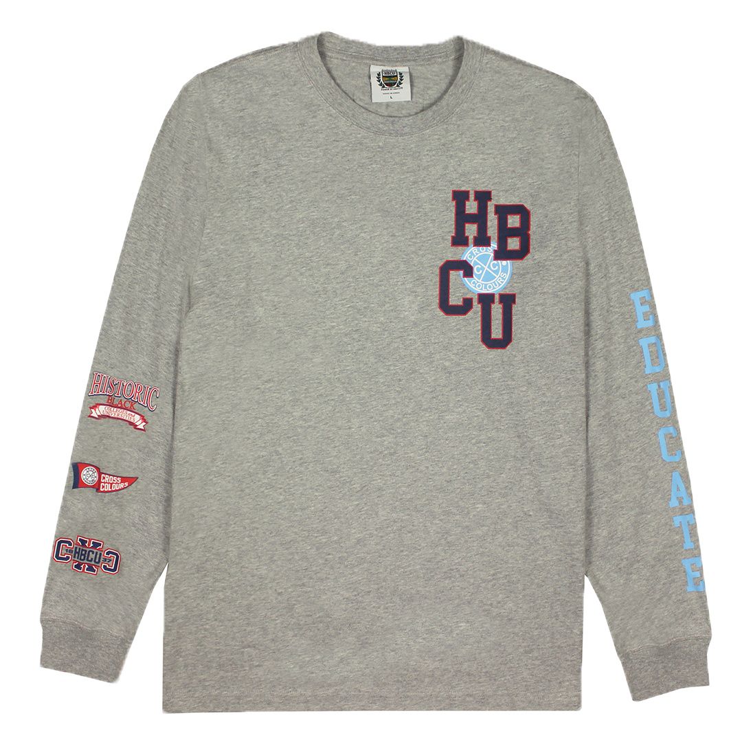 CROSS COLOURS x HBCU Educate LS T Shirt - Light Heather Gray C11317EDU ...
