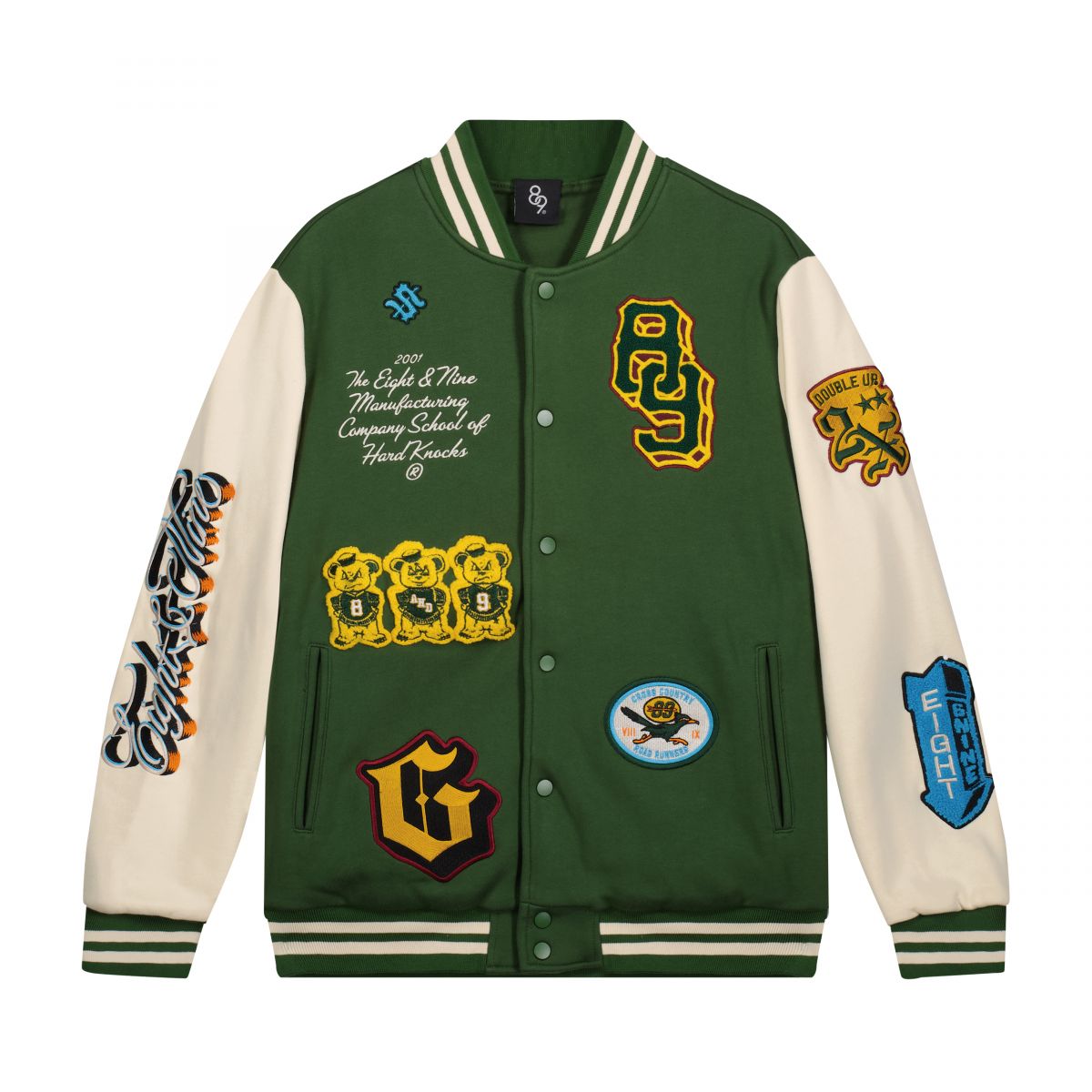 8&9 MFG CO. Knocks Letterman Jacket JKKNCGRN-GREEN - Karmaloop