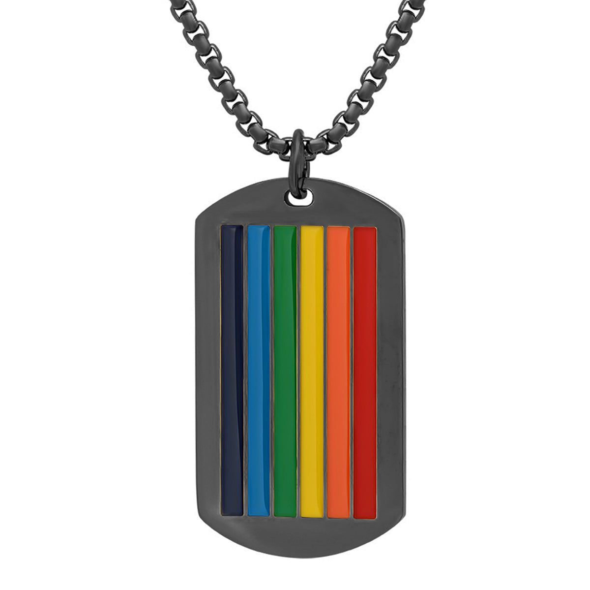 STEELTIME Rainbow Pride Dog Tag Pendant 678-792-BLACK - Karmaloop