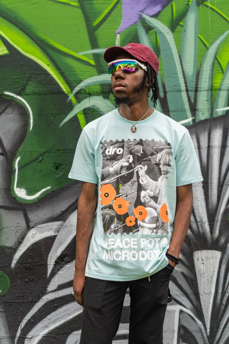 DRO PEACE POT & MICRODOT TEE - CELADON T-PPMD-CELADON-CELADON - Karmaloop