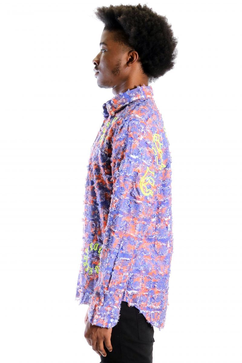 KLEEP Pello Men's ripped & repaired button down shirt KLP-E005ED ...