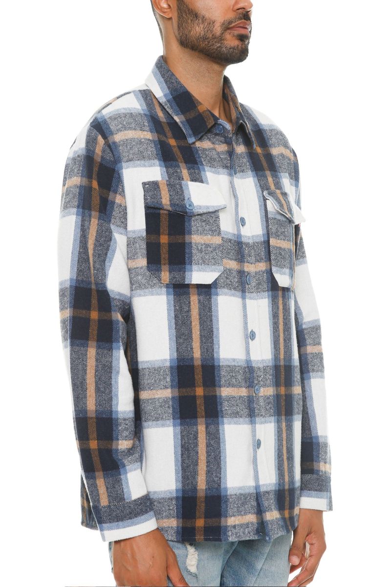 WEIV Rhide Soft Flannel Shacket FL506-BLUEGOLD-X - Karmaloop
