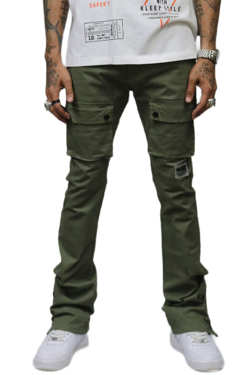 KLEEP Verde Men's premium flare stacked twill cargo pant with multi ...