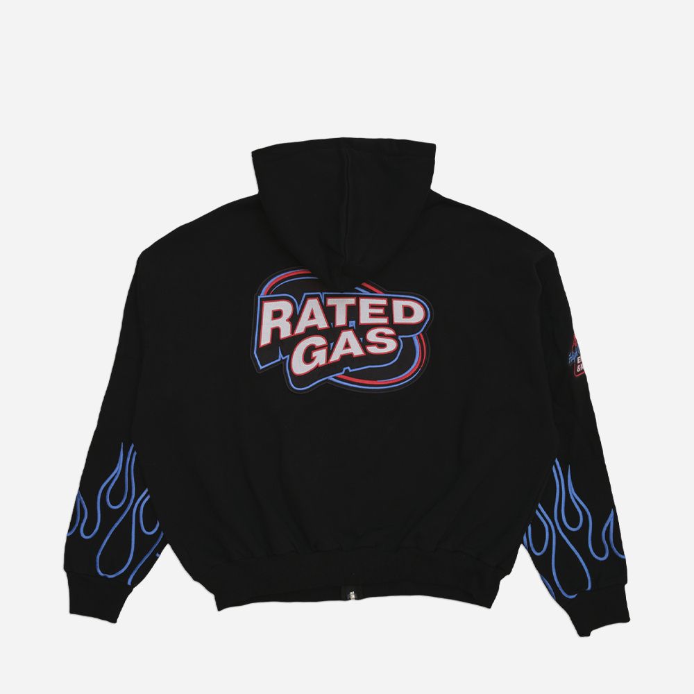 8&9 MFG CO. Rated Gas Zip Up Hoodie Black ZHRGBLK-RED - Karmaloop