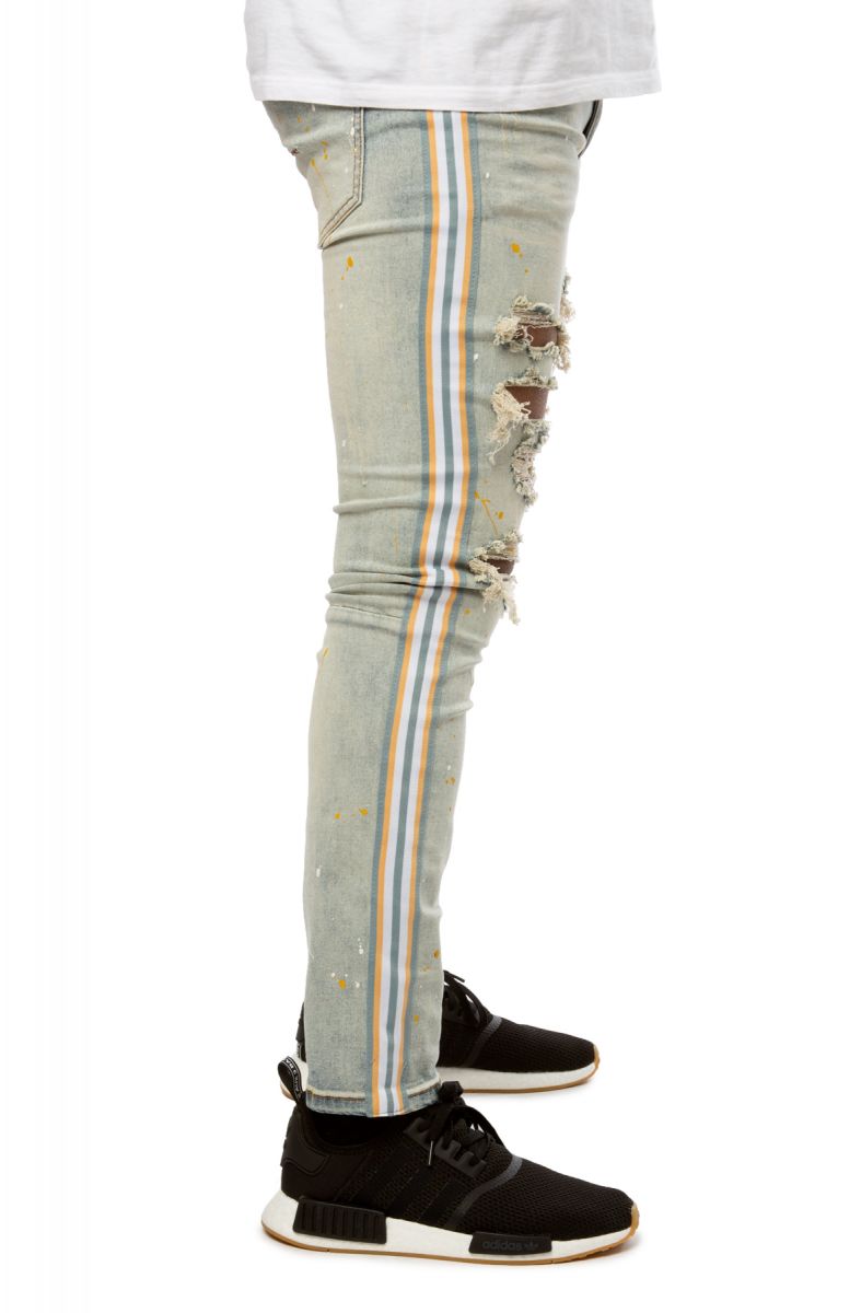 KDNK Noriega Striped Side Panel Jeans KND4364-BLUE - Karmaloop