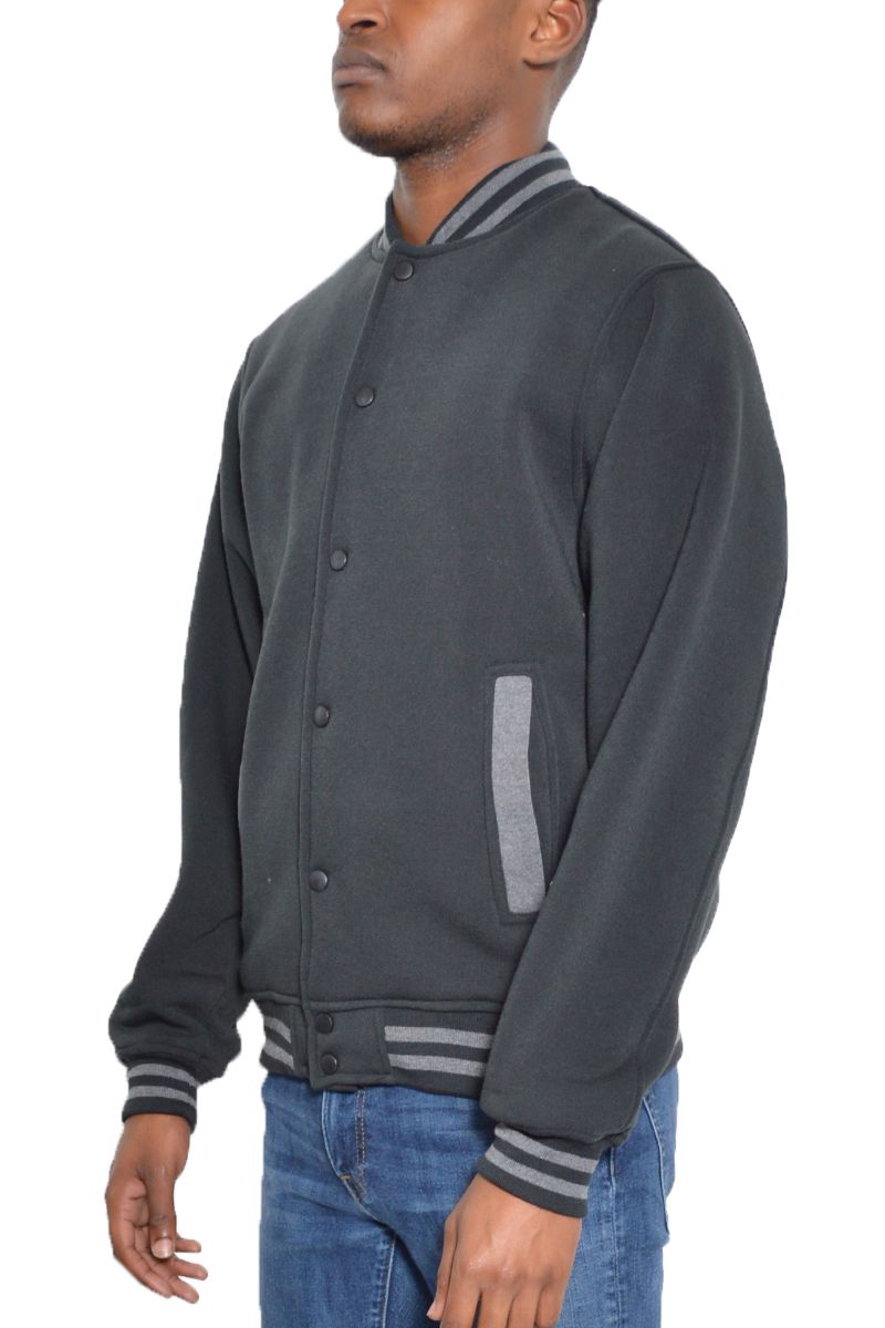 WEIV Fleece Varsity Jacket VA001-BKCHAR - Karmaloop