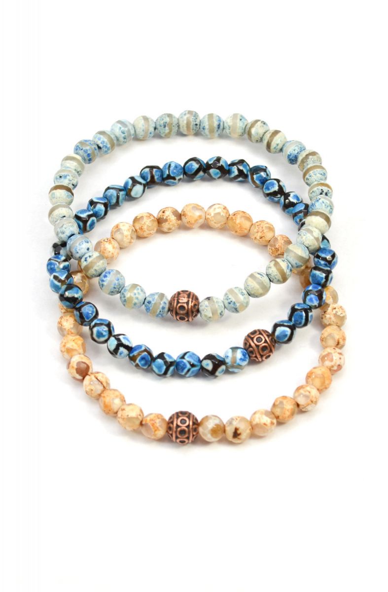 SPOILED PEASANTS Triple Copper Agate Combo in Light Colors TG22-CC1801 ...