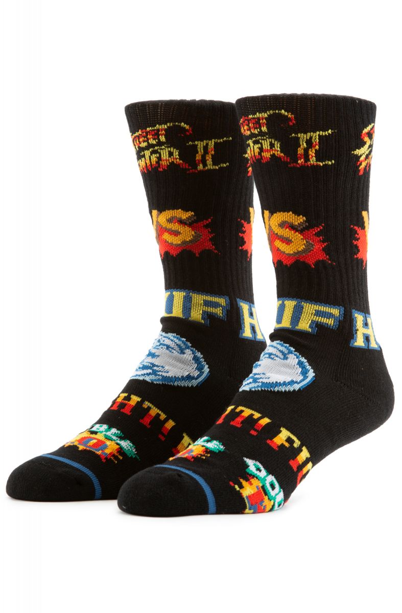 HUF Street Fighter Logo Socks SK0036-BLK - PLNDR