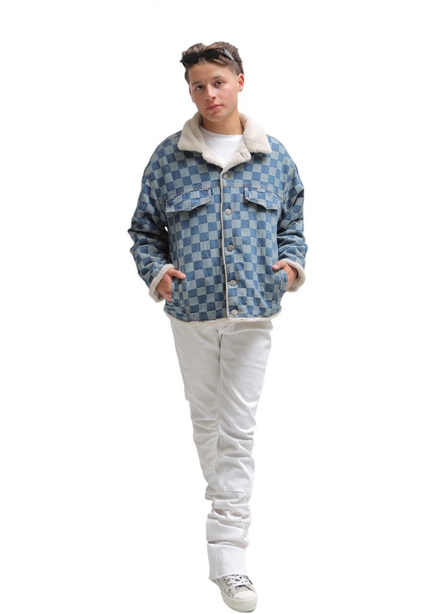 NOKWAL Checkered Print Reversible Denim Jacket NKWL-A8D8BD - Karmaloop