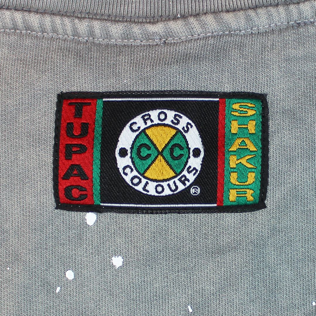 CROSS COLOURS Tupac Pray Crewneck - Lt. Vintage Splatter T80223TPR-GRY ...