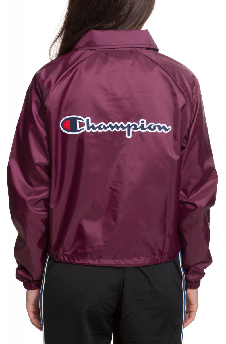 CHAMPION The Women's Cropped Coaches Jacket in Dark Berry Purple JL0334 ...