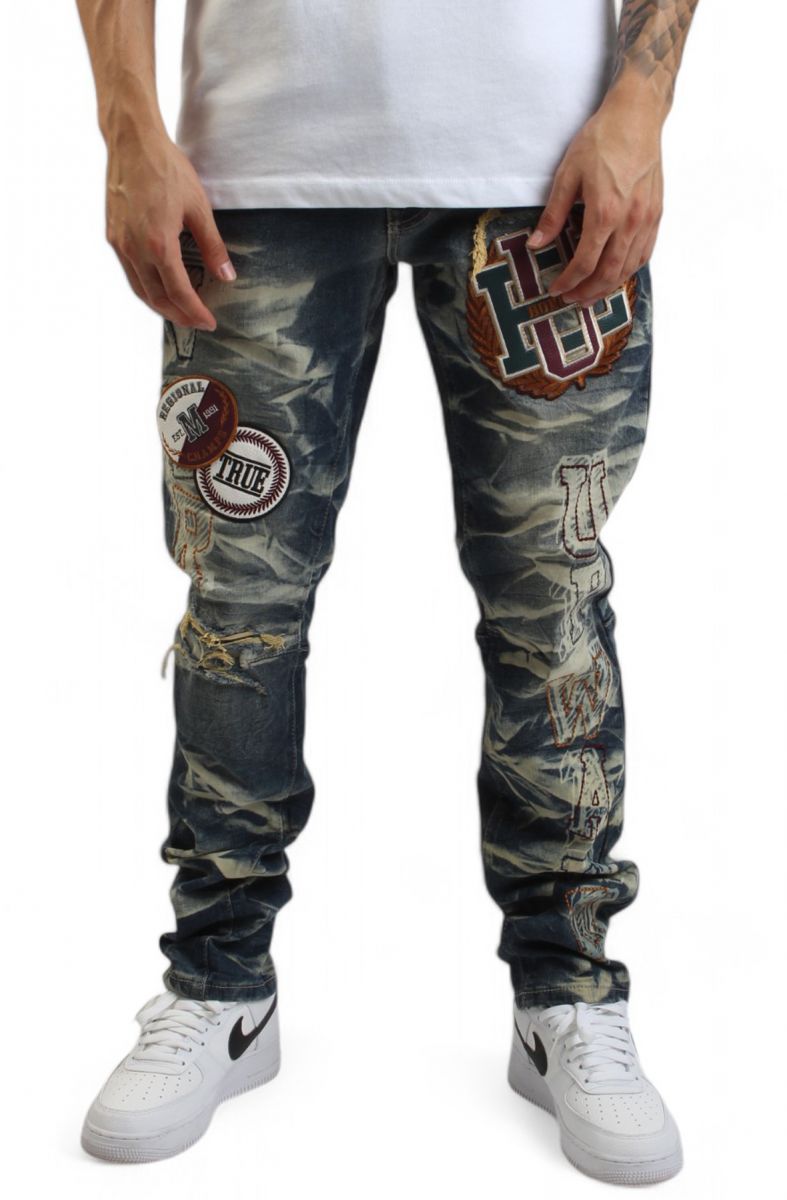 SMOKE RISE Varsity Patch Jeans JP24545SK-ALLEY - Karmaloop