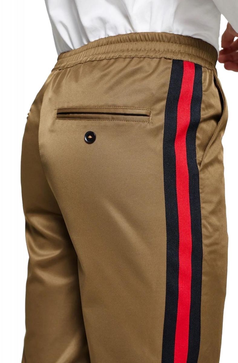 SEIZE&DESIST Striped Trim Pants 0FD1BC2D-KHAKI - Karmaloop