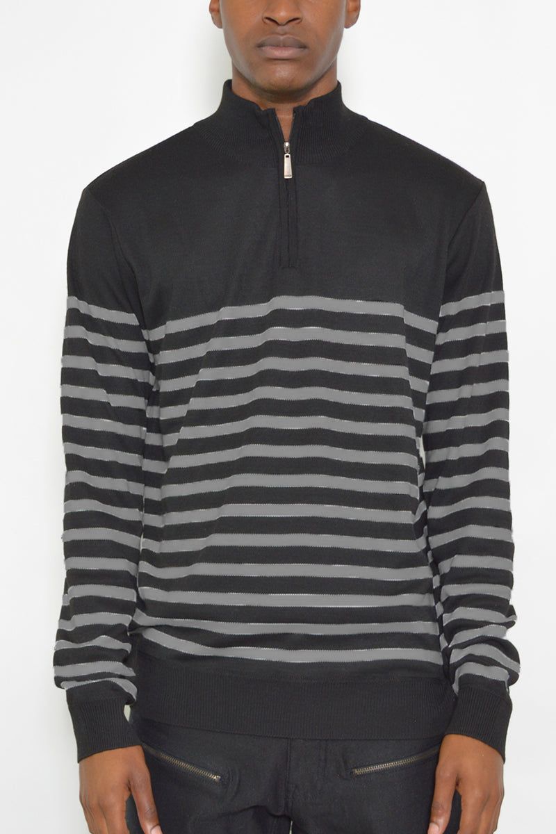 WEIV Quarter Zip Up Sweater NR2007-BLACKGREY - Karmaloop