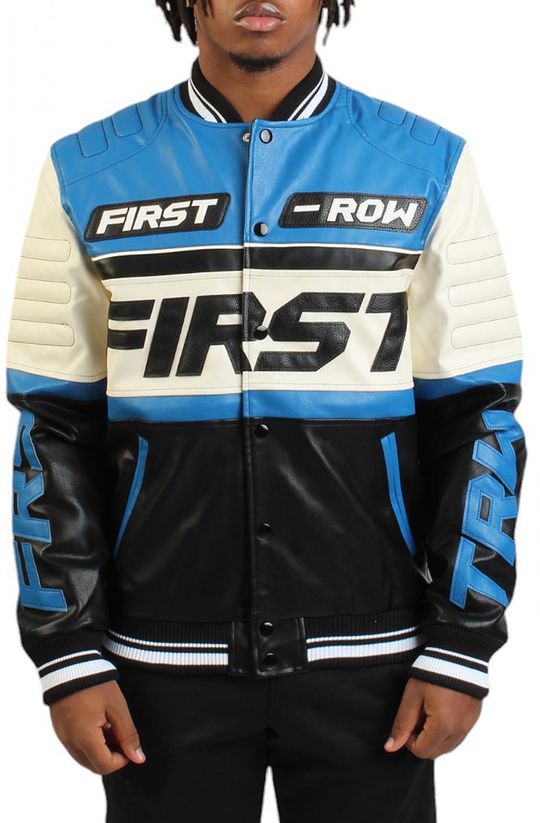 FIRST ROW Leather Padded Moto jacket FRJ0073-WBL - Karmaloop