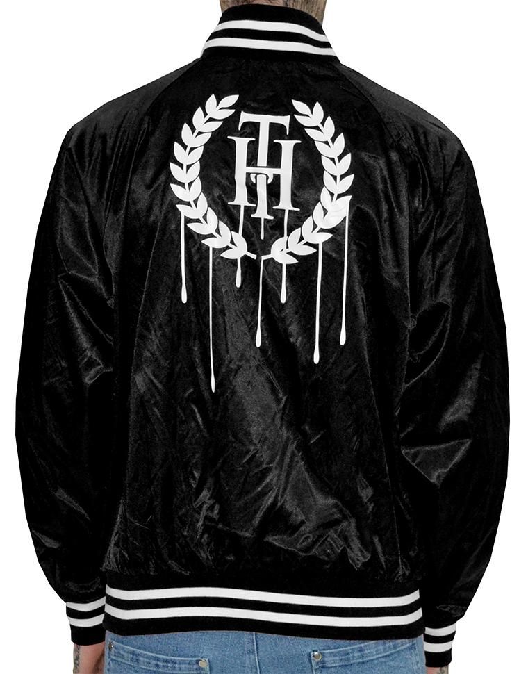 THE HIDEOUT CLOTHING Dripping Bomber Jacket HDTCLTHNG-485B37-REDWHITE ...