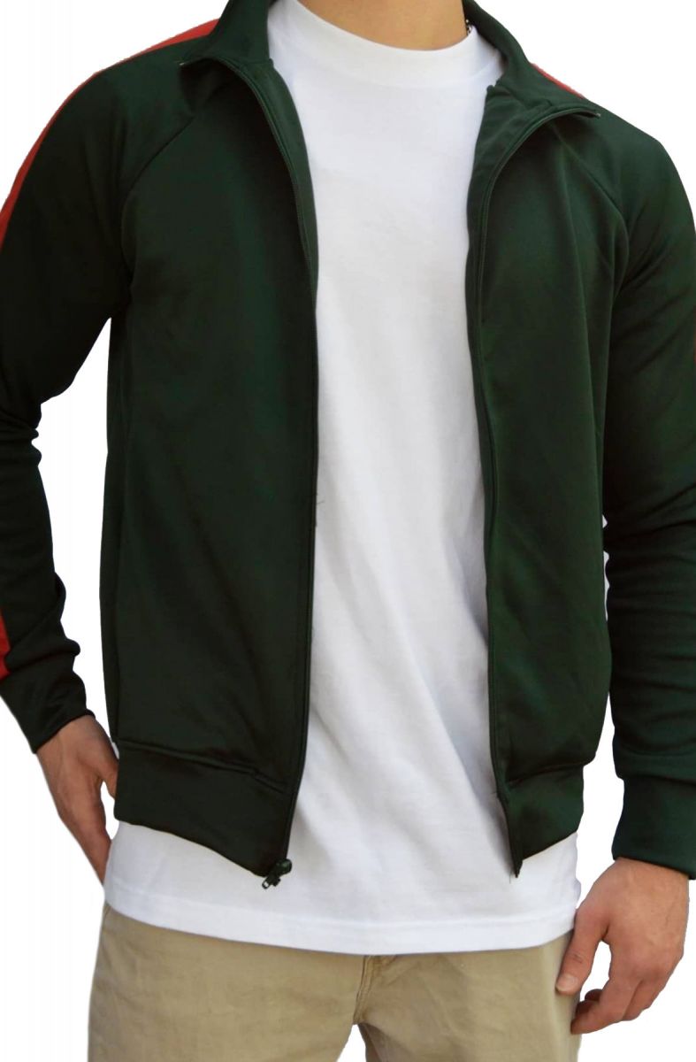 E STREET Red Stripe Track Jacket in Green JACKET-01 - Karmaloop