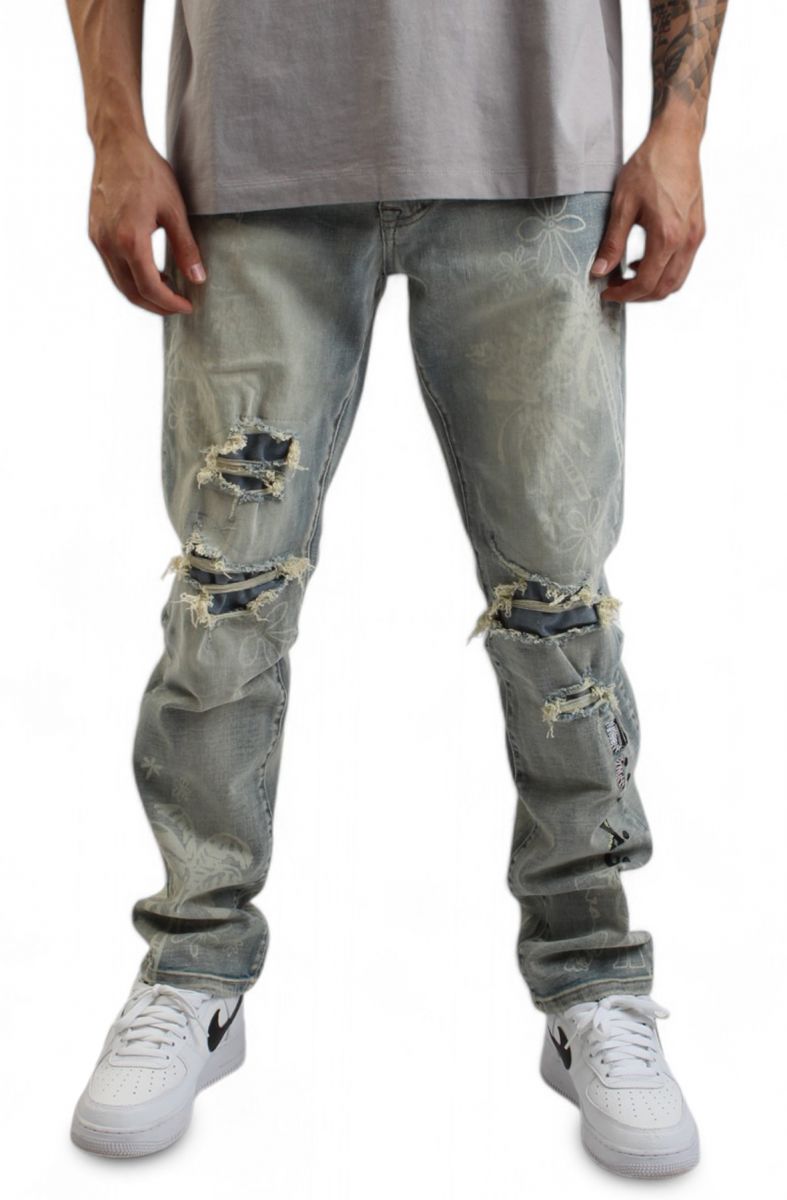 SMOKE RISE Headley Ripped Jeans JP23246EB-ALP - Karmaloop