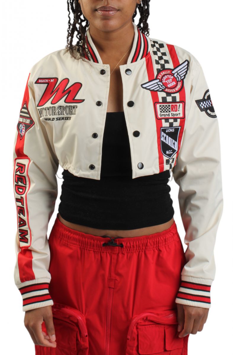SMOKE RISE Racing Cropped Jacket EW24178OAT - Karmaloop