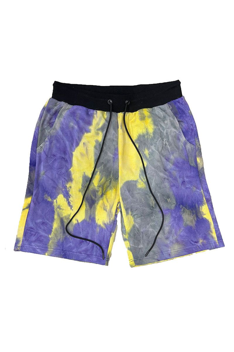 WEIV Black Band Tye Dye Shorts SP368-PURPLEYELLOW2 - Karmaloop