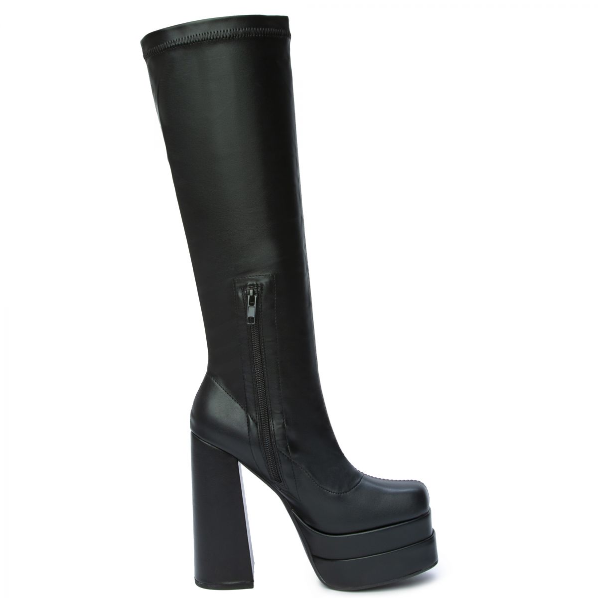 SOLE LA VIE Glass Platform Heel Boot FD GLASS-BLK - Karmaloop