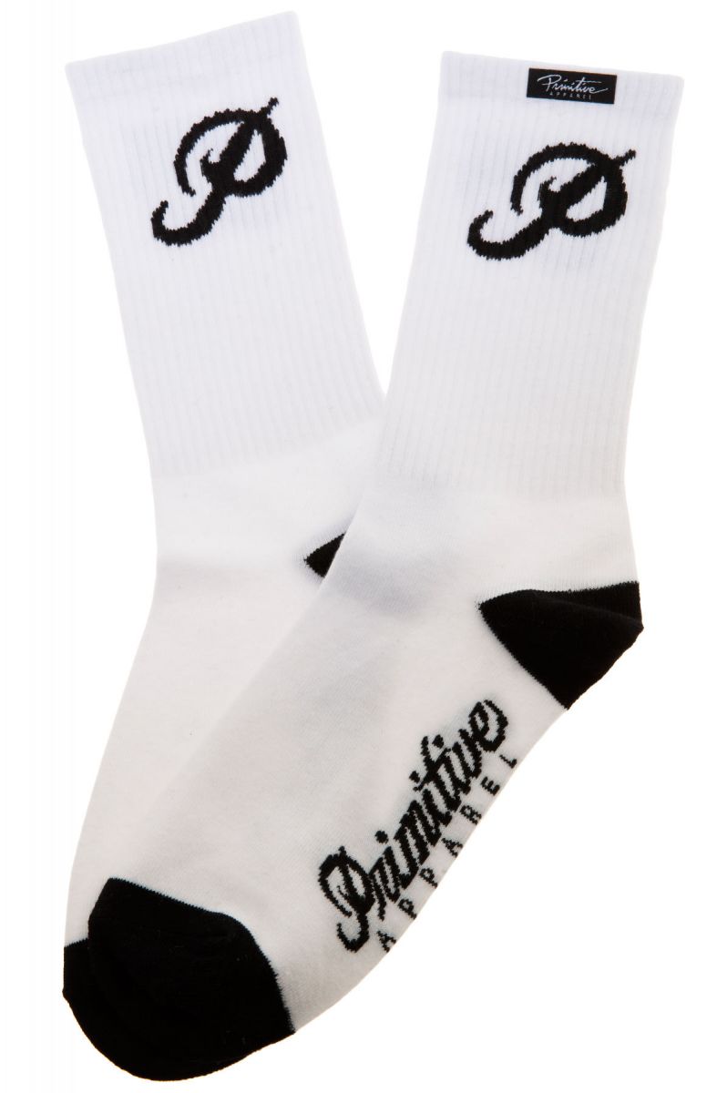 PRIMITIVE The Classic P Socks in White PASU15-1096-WHT - PLNDR