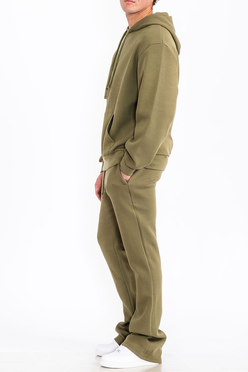 WEIV Stacked Flare Tech Fleece Sweat Set SET131-OLIVE - Karmaloop
