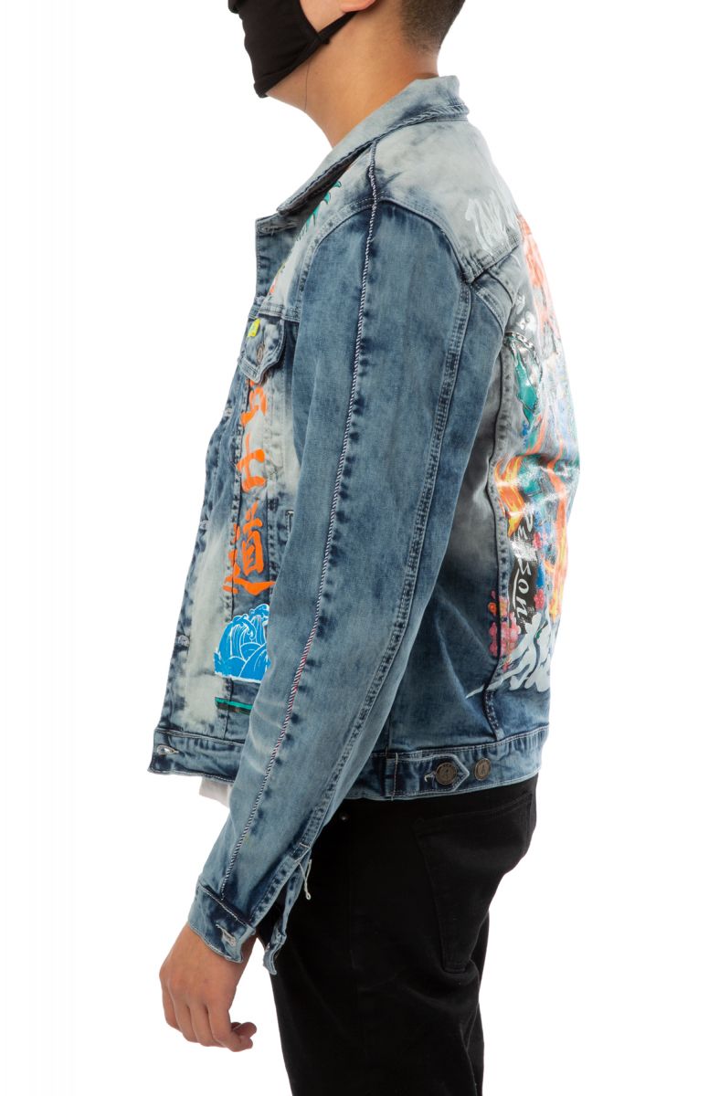 REASON Flaming Dragon Denim Jacket C0-034BLU - Karmaloop