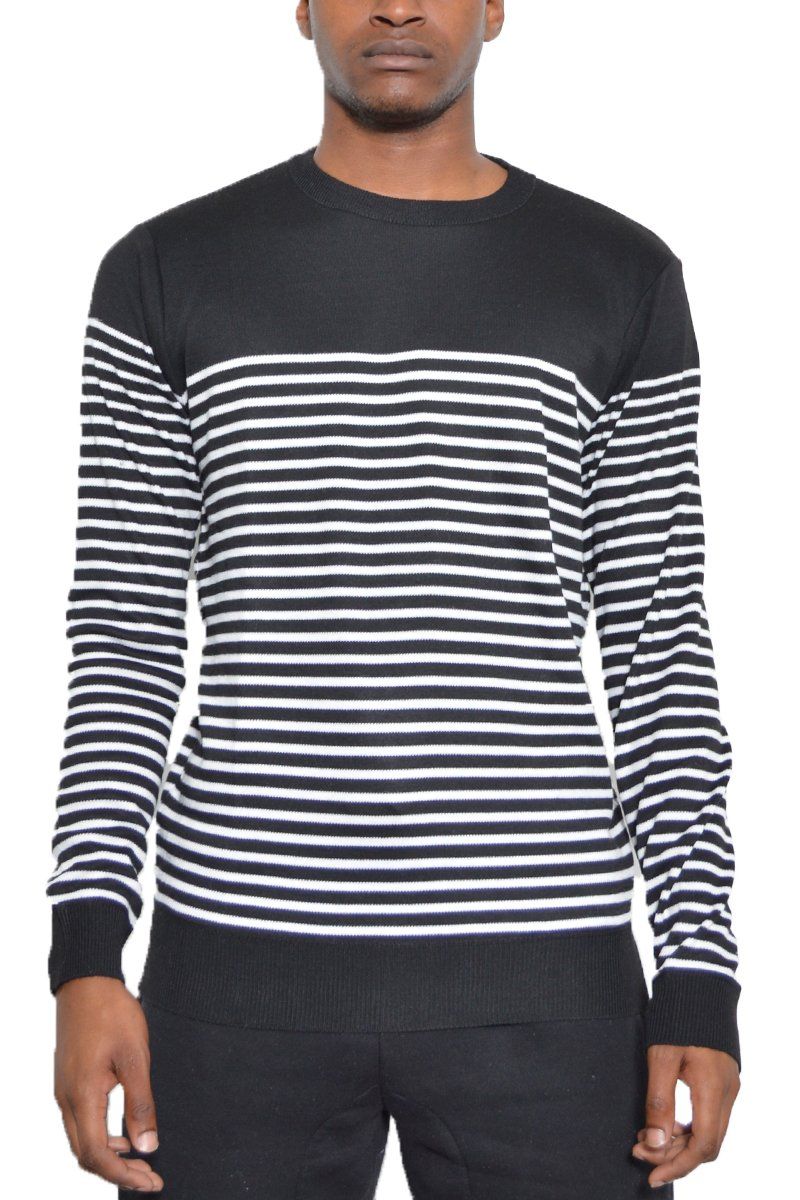 WEIV FULL KNIT STRIPED SWEATER NR2014-BLKWHT - Karmaloop