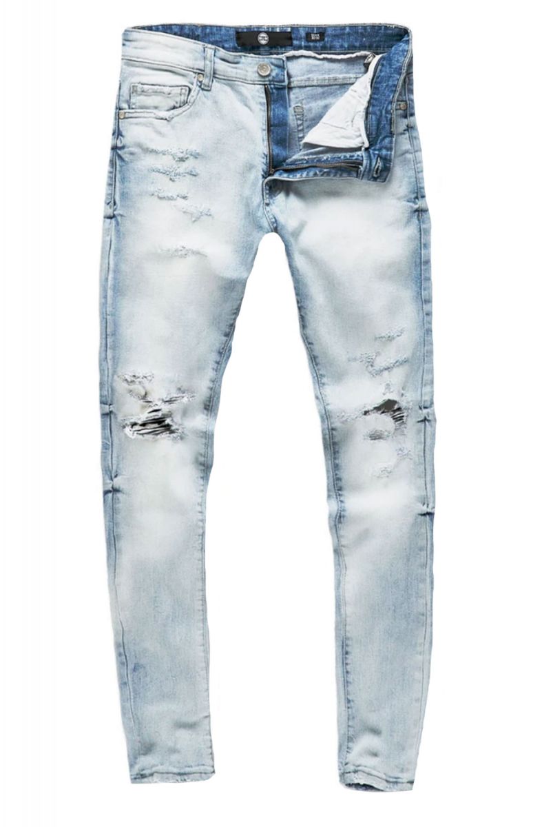 BRIAN BROTHERS INC. Sean Shredded Knee Slash Denim JM3314-ICEBLUE ...