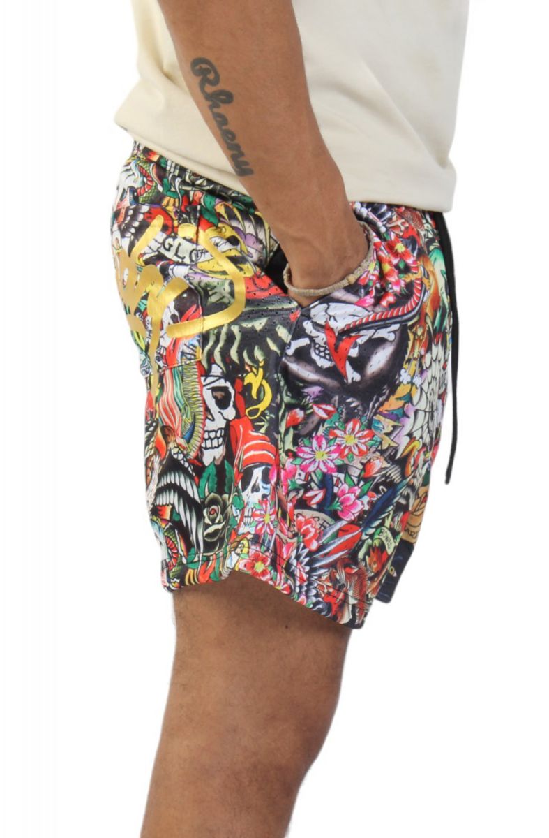 ED HARDY Tattoo Collage Mesh Shorts EHM8004-1 - Karmaloop